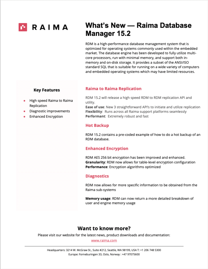 RDM 15.2 What's New - Raima